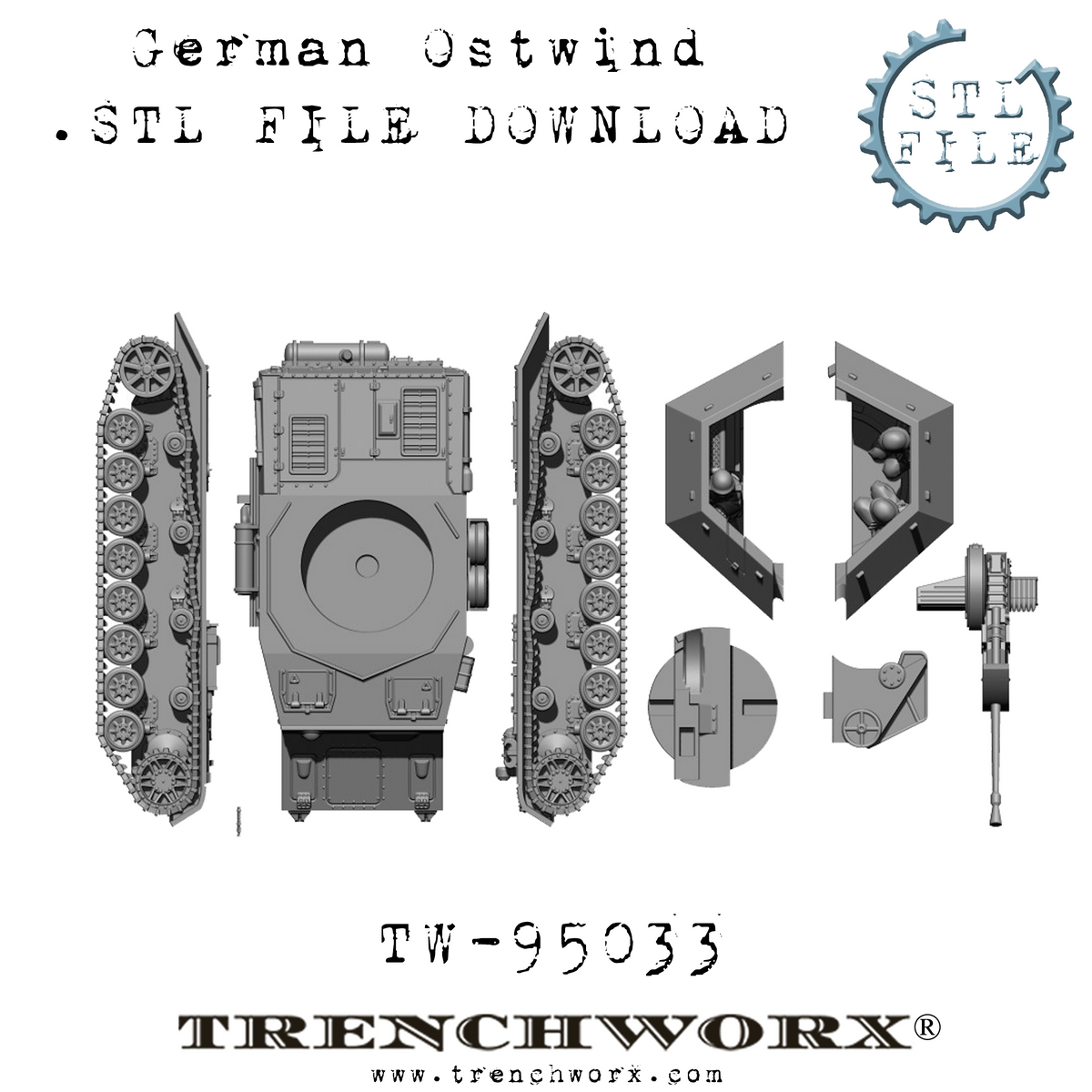 German FlakPanzer IV 'Ostwind' .STL Download – Trenchworx