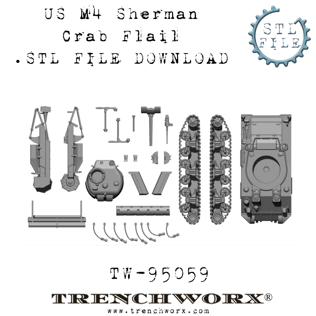 M4 Sherman Crab Flail .STL Download – Trenchworx