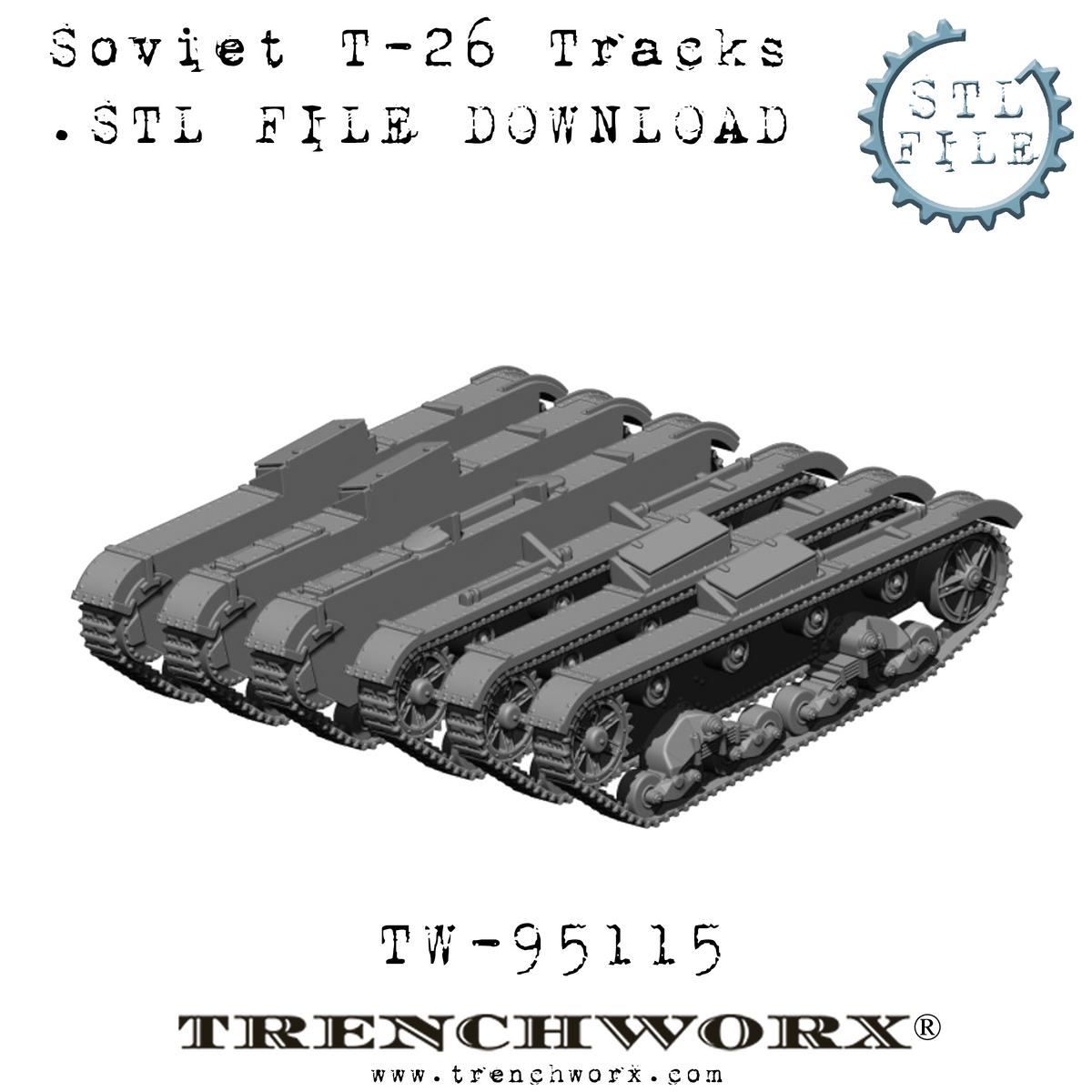 Soviet T-26 Alternate Track Bundle .STL Download – Trenchworx