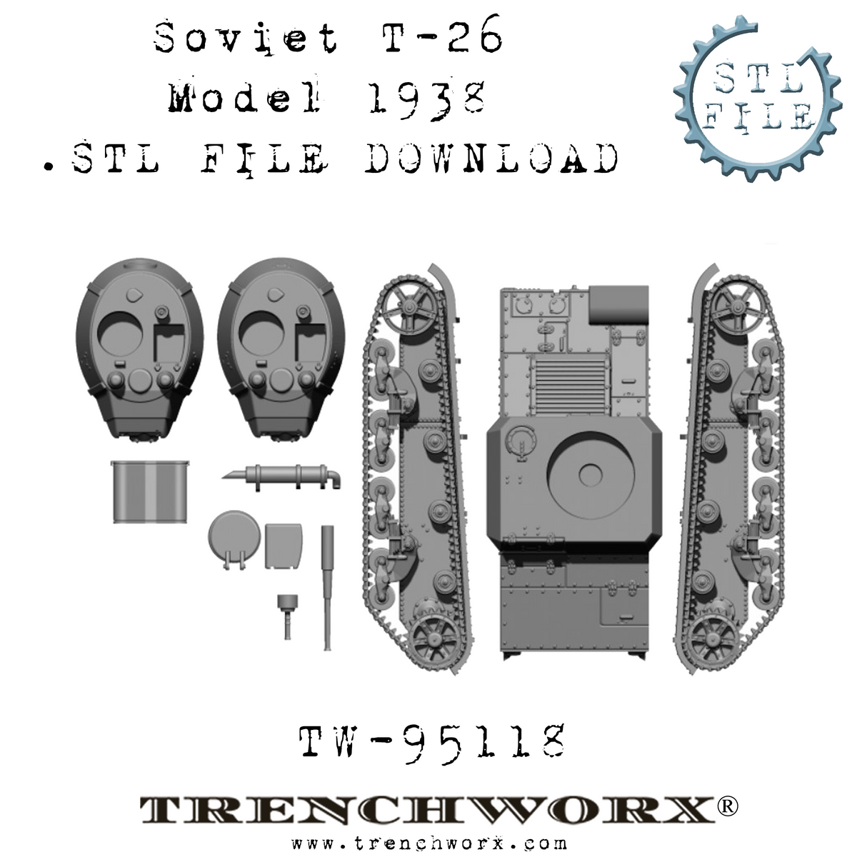 Soviet T-26 Model 1938 .STL Download – Trenchworx